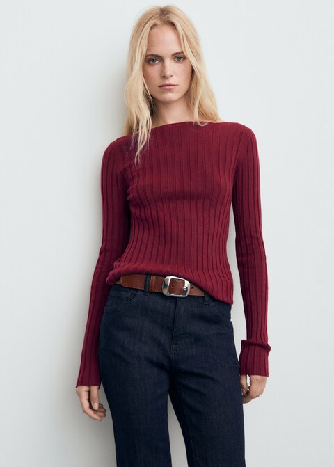 Boat neck ribbed sweater - Women | MANGO Philippines