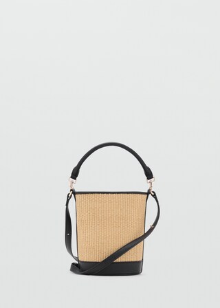 Small raffia bucket bag - Women | MANGO United Kingdom