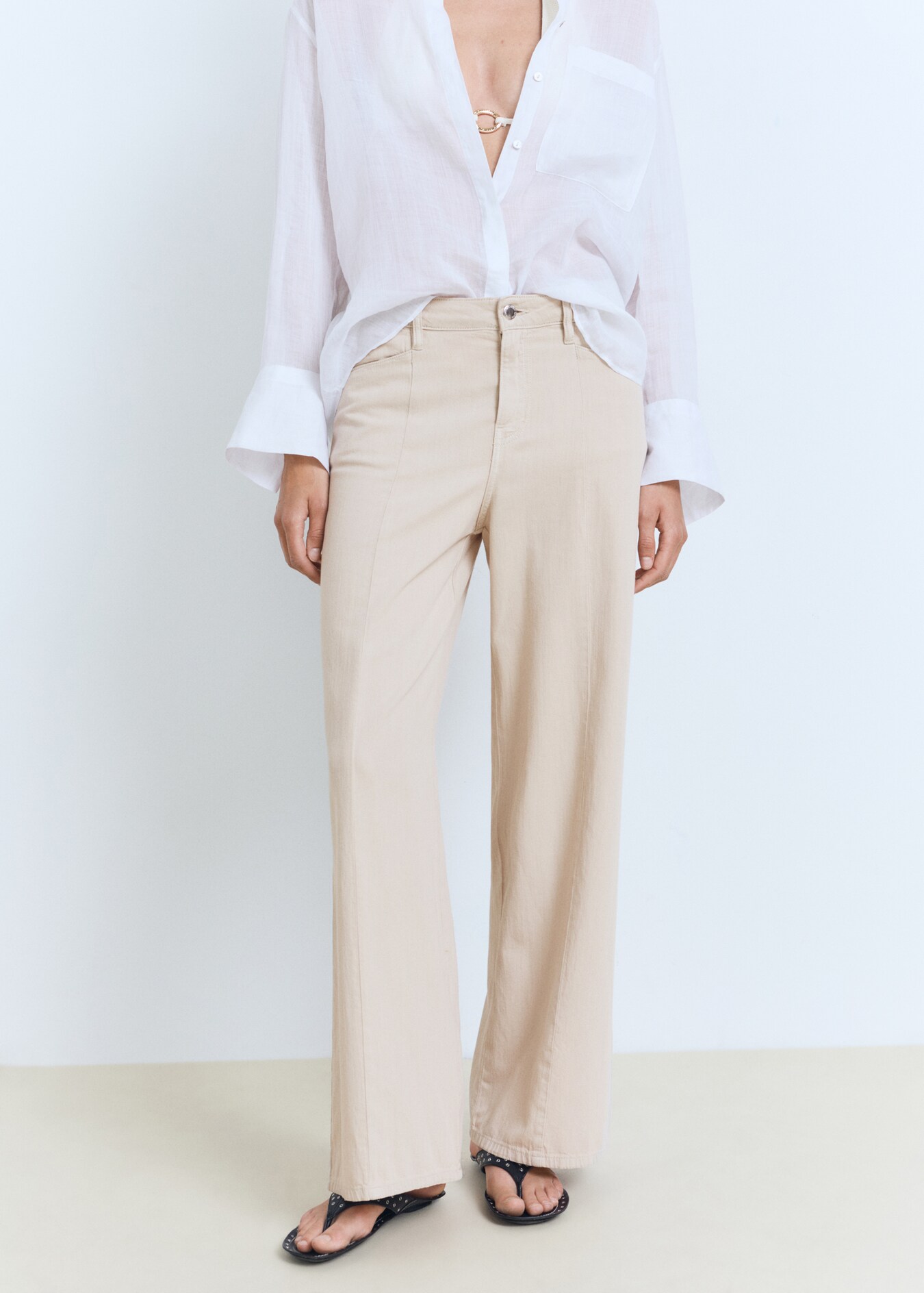 Straight-fit mid-rise denim pants - Women | MANGO USA