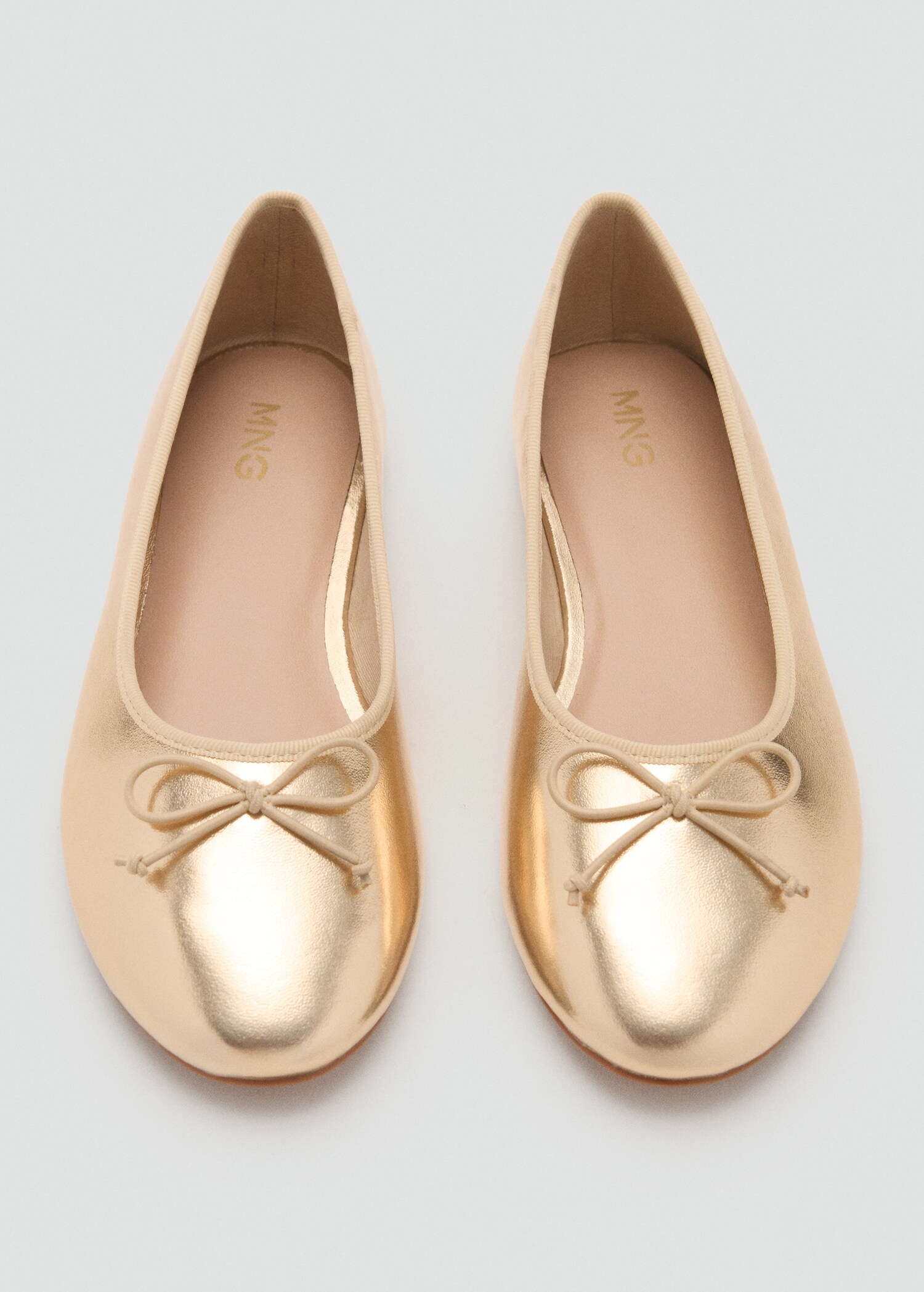Metallic ballet flats with bow - Kids | MANGO USA