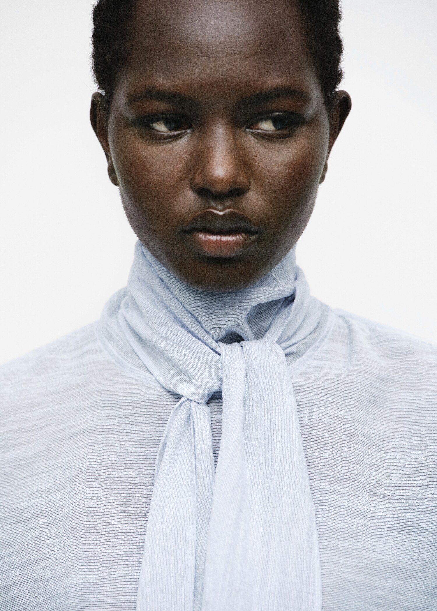 Textured blouse with foulard - Women | MANGO USA