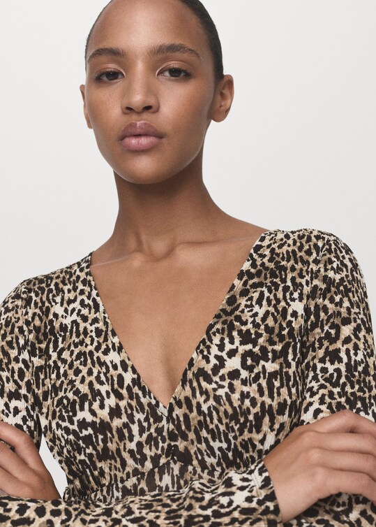 Robe imprimée col en V - Femme | MANGO France métropolitaine