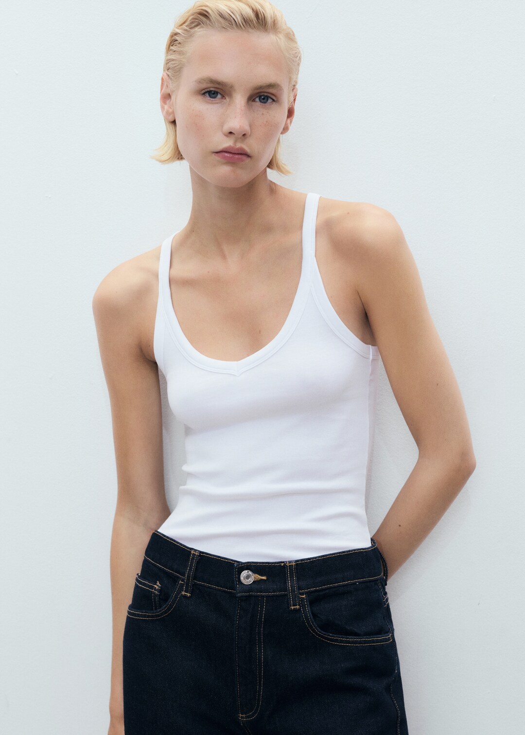 Cotton top with straps - Women | MNG Australia