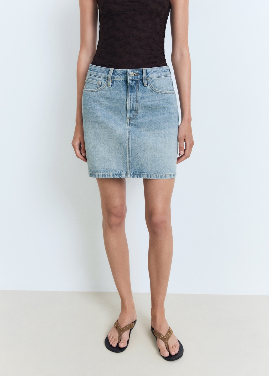Falda Corta Denim Mujer Mango España Península Y Baleares