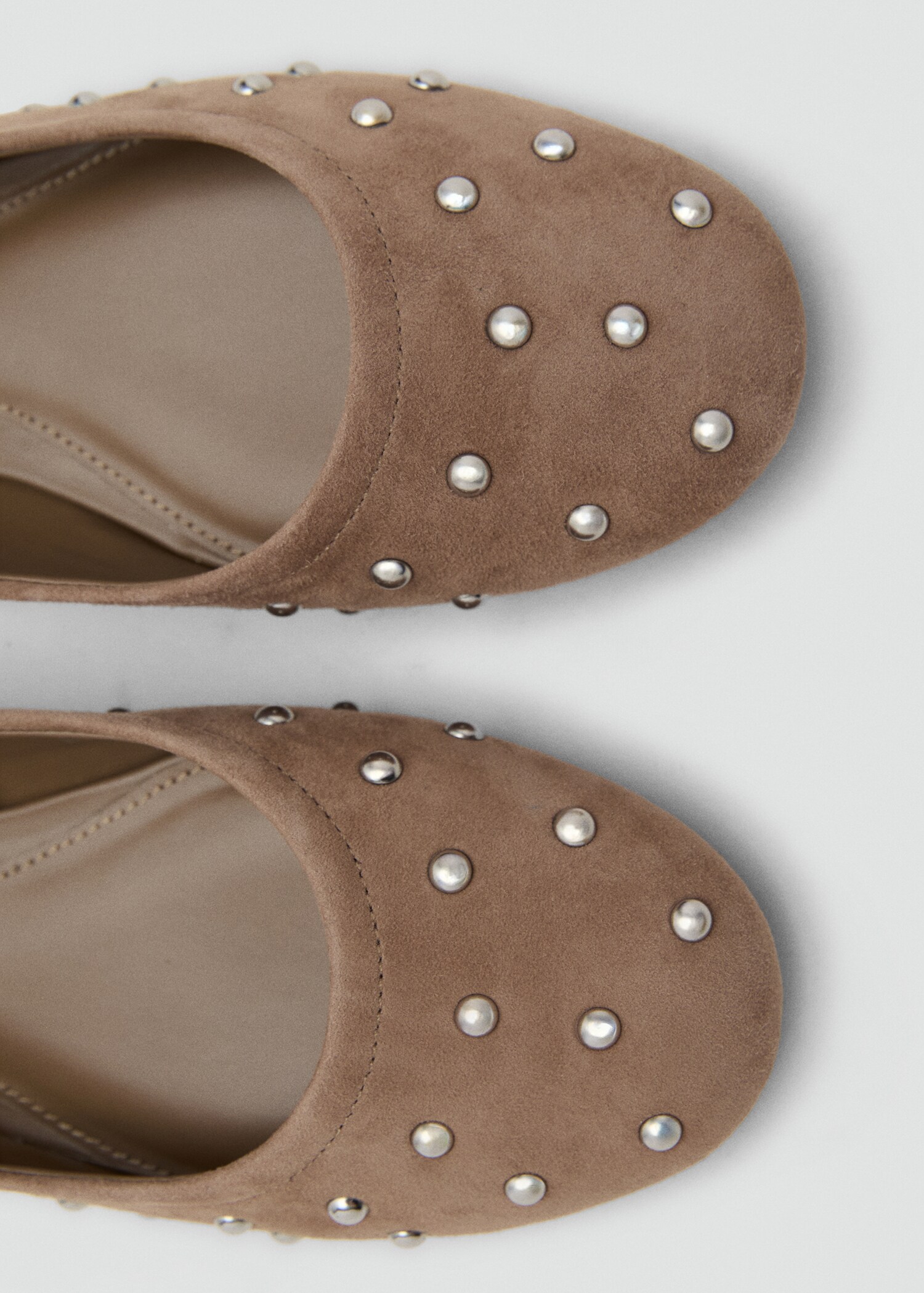 Studded leather ballet flats - Women | MANGO United Kingdom