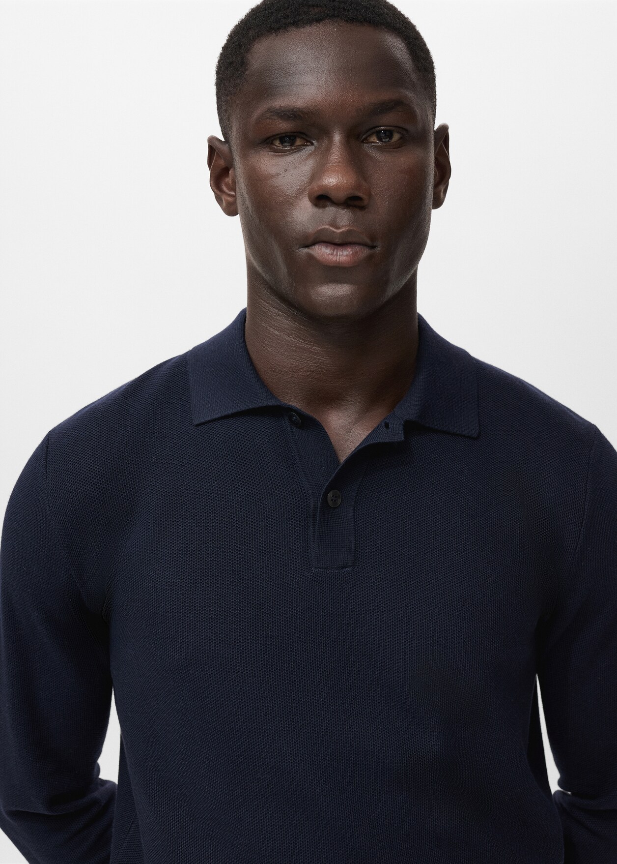 Micro-structured cotton polo shirt - Men | MANGO USA