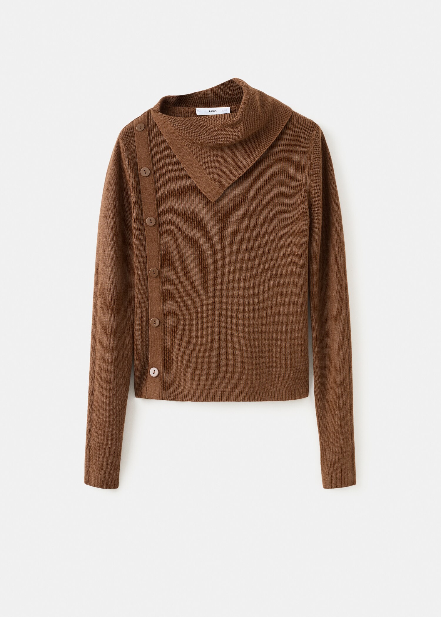 Sweater with asymmetrical neck and buttons - Women | MANGO USA