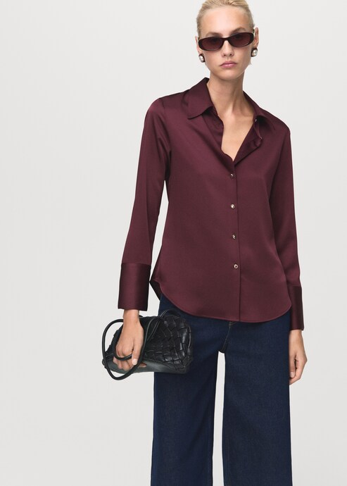 Satin finish flowy shirt - Women | MANGO Thailand