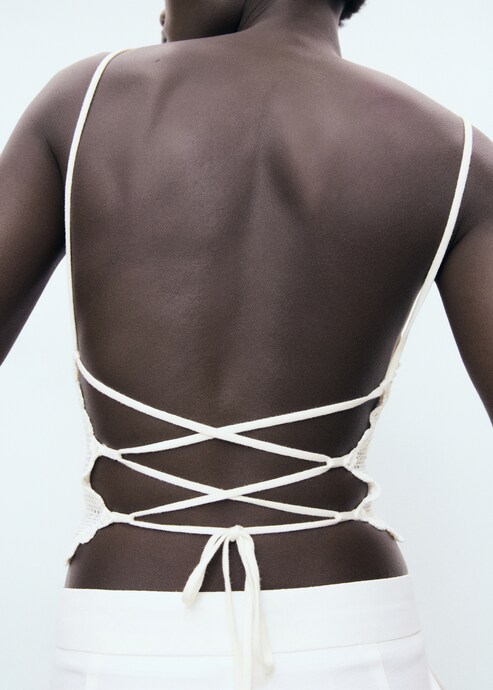 Open-back crochet top - Women | MANGO United Kingdom