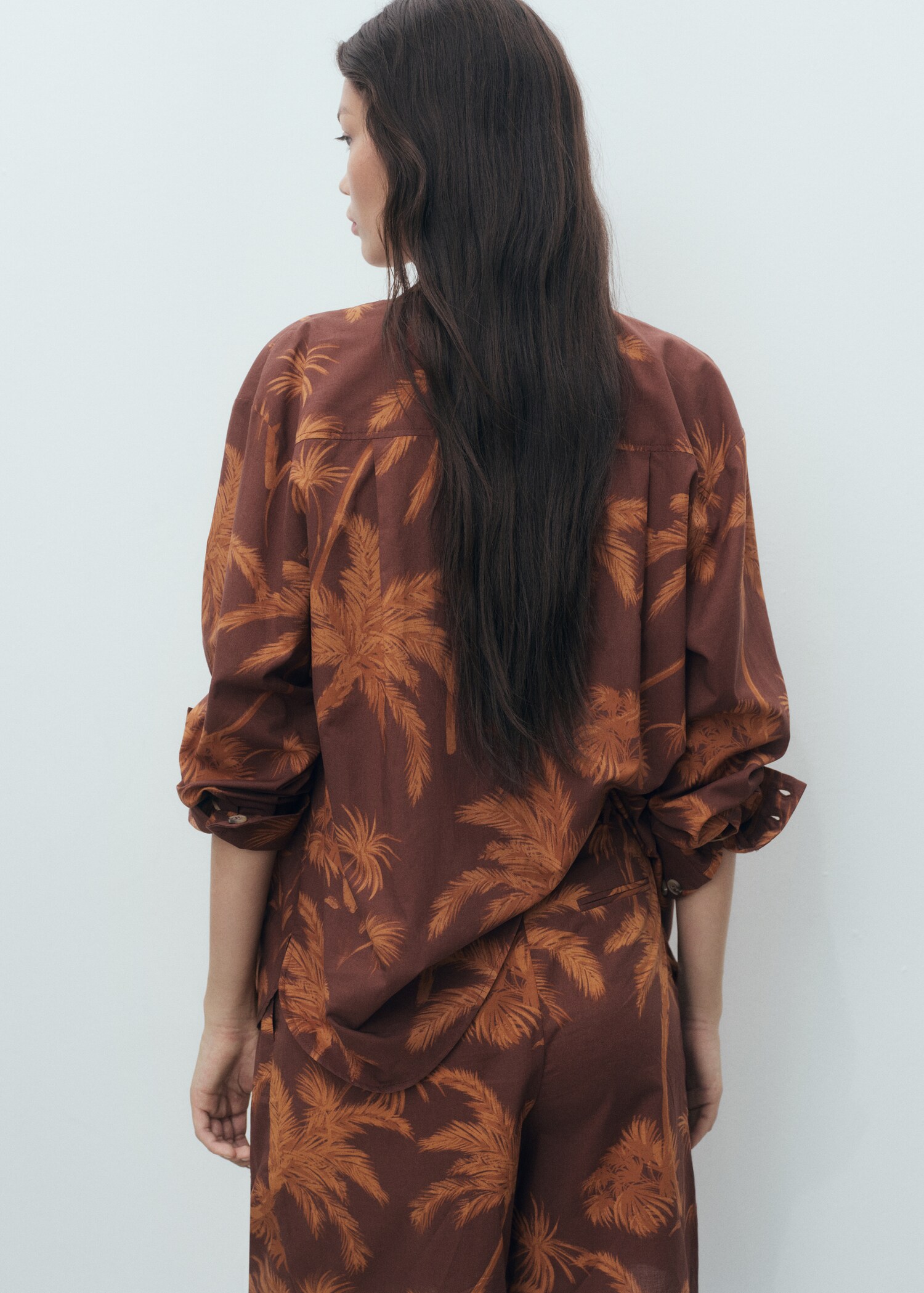 Palm tree print cotton shirt - Women | MANGO United Kingdom