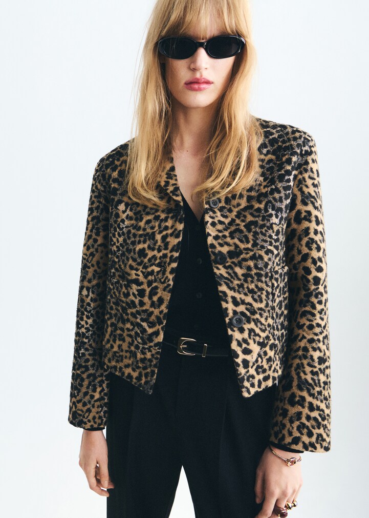 Leopard-print jacket with buttons - Women | MANGO United Kingdom