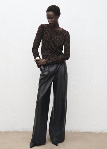 Ribbed leopard-print sweater - Women | MANGO Japan