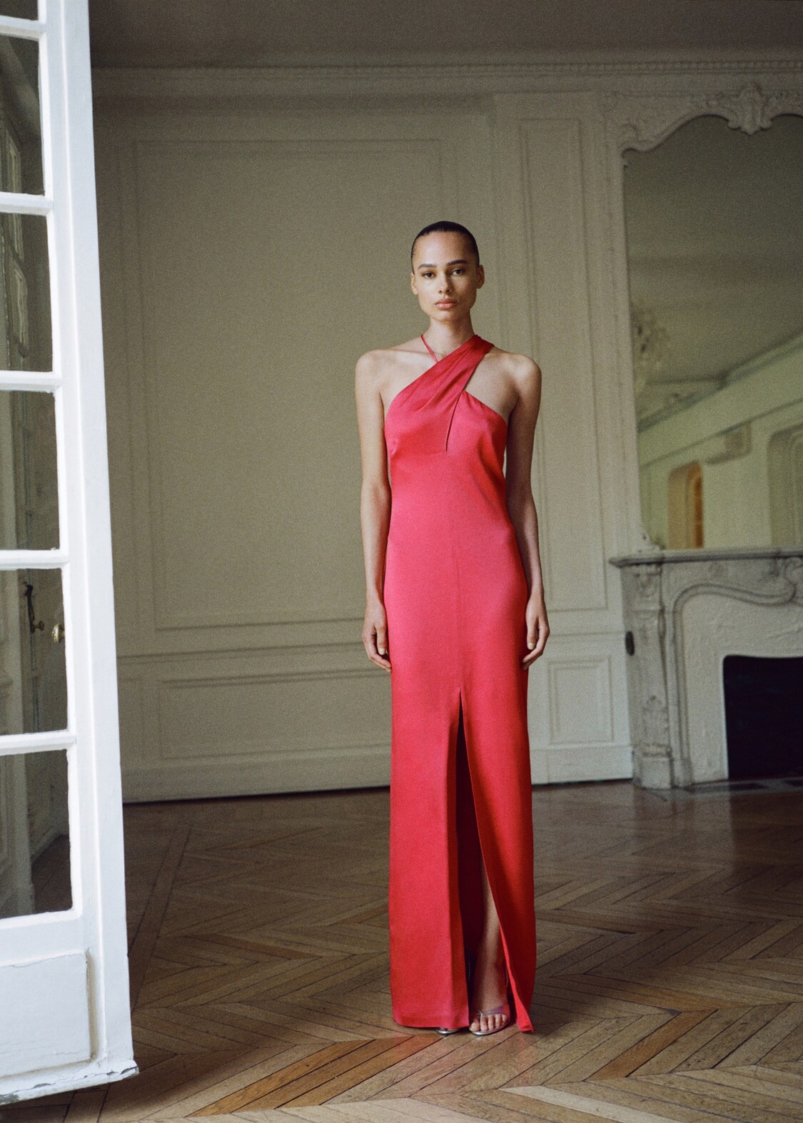 Cross-neckline slit dress - Women | MANGO USA