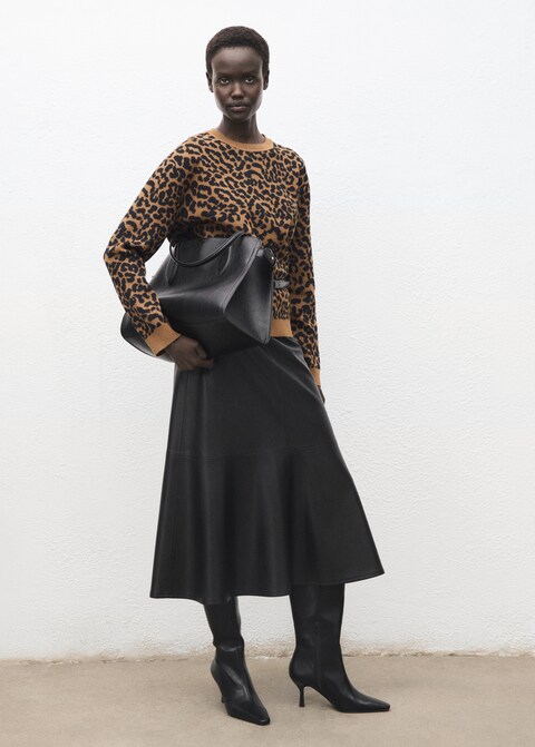 Leopard-print knitted sweater - Women | MANGO Japan