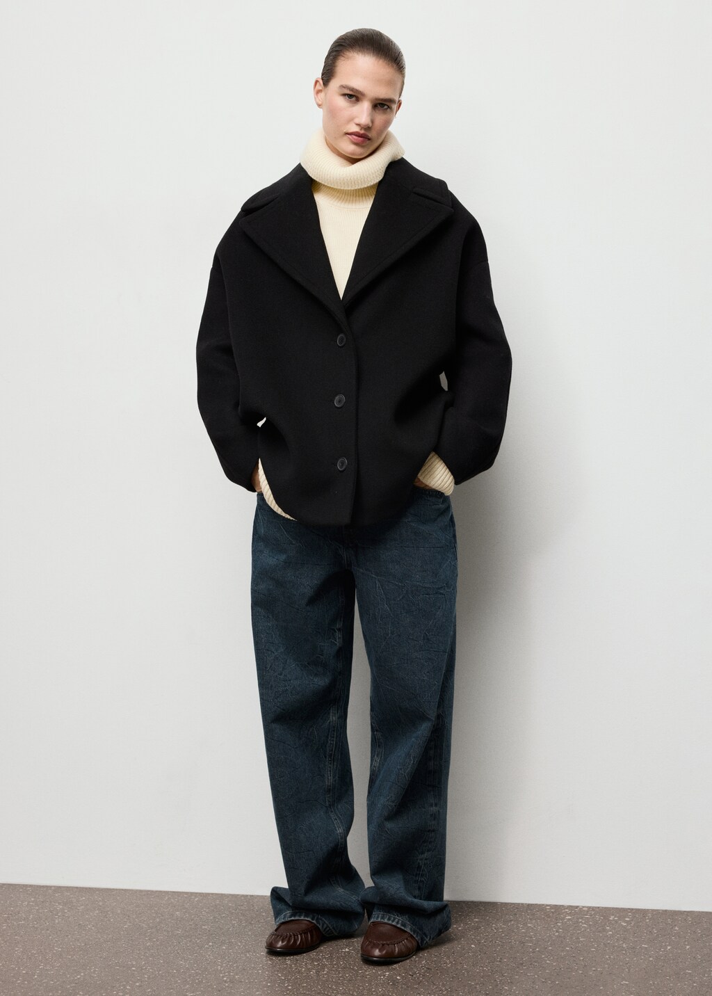 Oversized short wool coat - Women | MANGO USA