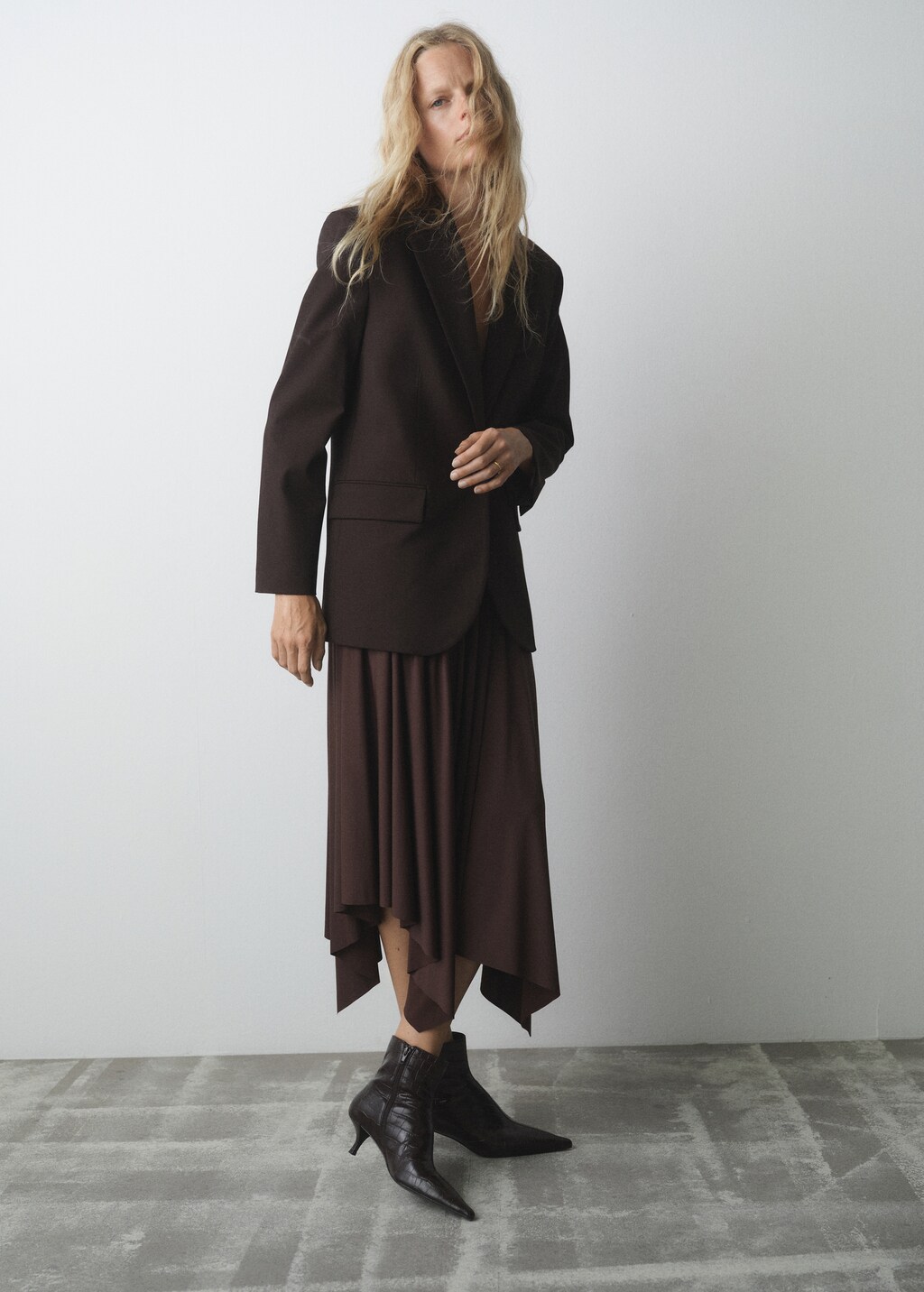 Faux-Croc-leather pointed-toe ankle boots - Women | MANGO USA