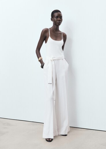 Long lyocell jumpsuit with belt - Women | MANGO Singapore