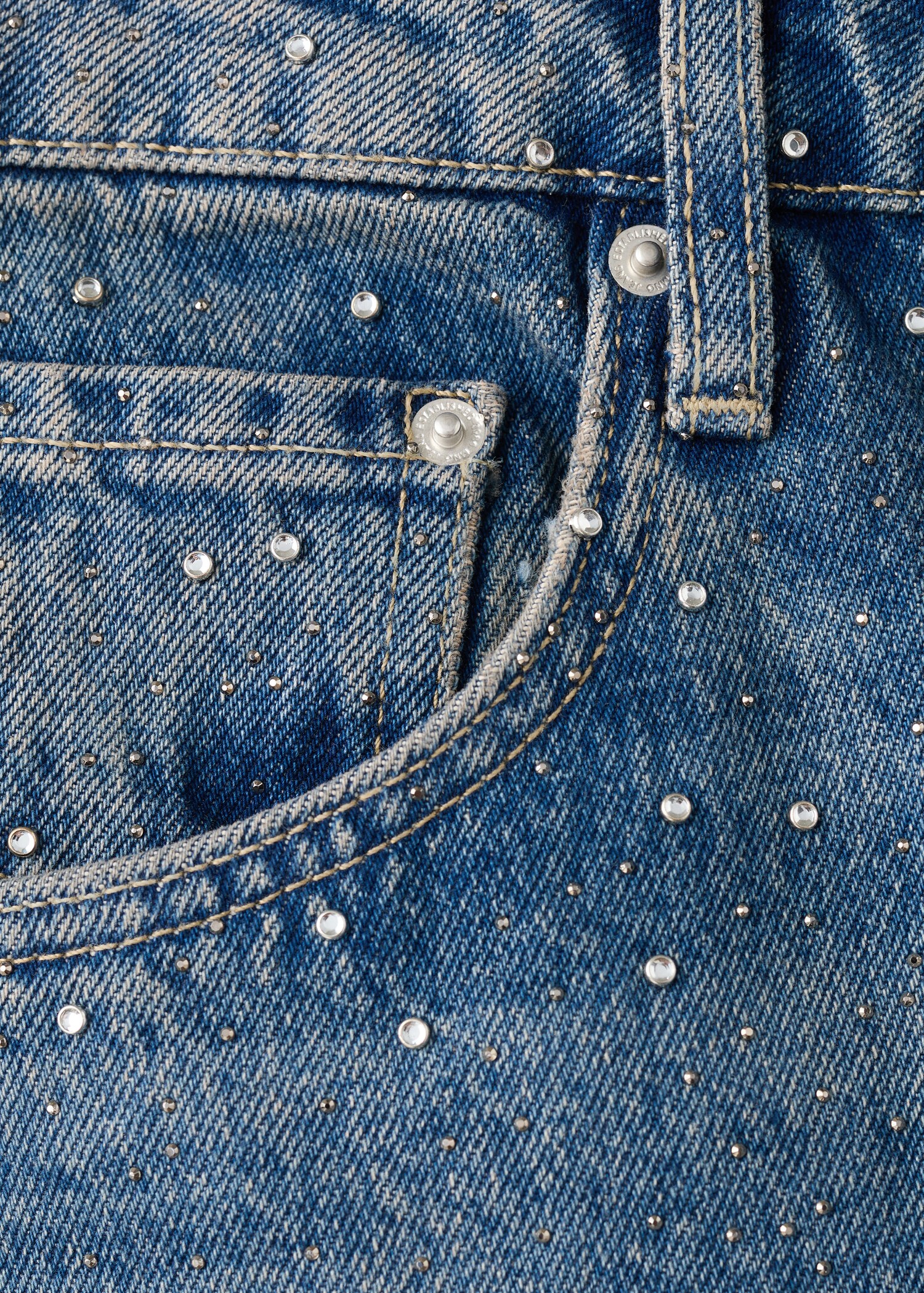 Wide leg jeans with rhinestones - Women | MANGO Oman