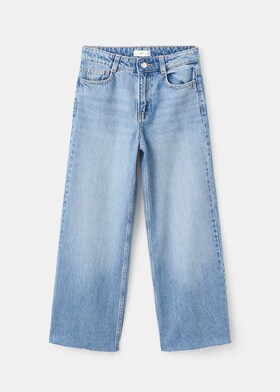 Wideleg low frayed hem jeans - Kids | MANGO USA