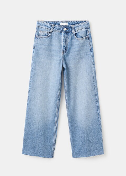 Wideleg low frayed hem jeans - Kids | MANGO USA
