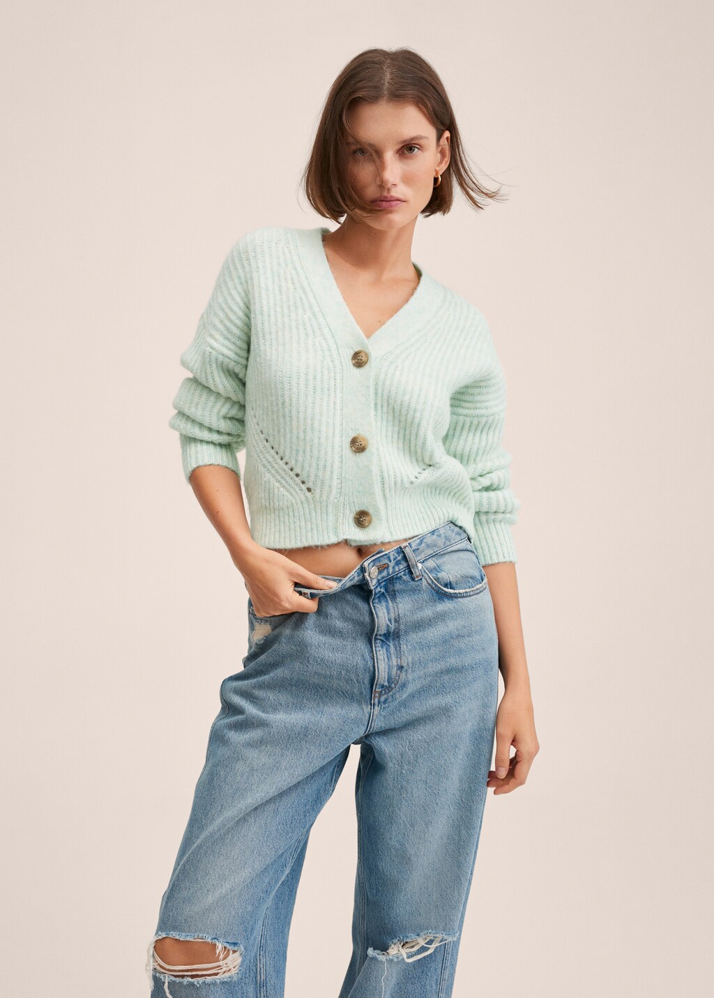 Ribbed knit cardigan - Women | MANGO Pakistan