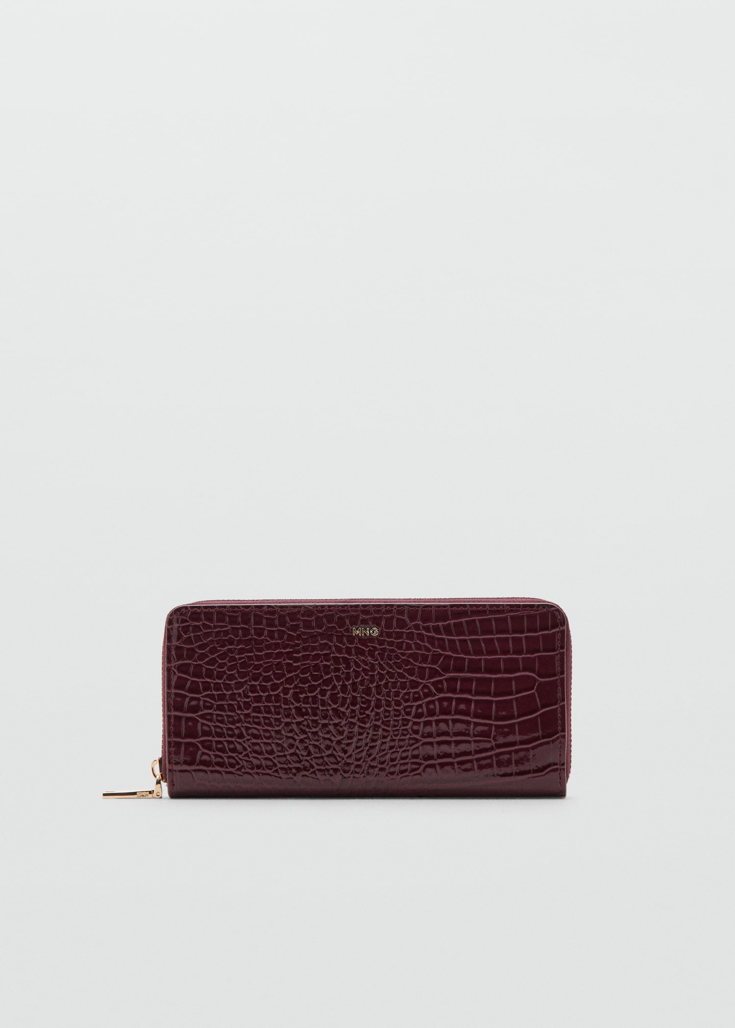Large shiny croc-effect wallet - Women | MANGO Saudi Arabia