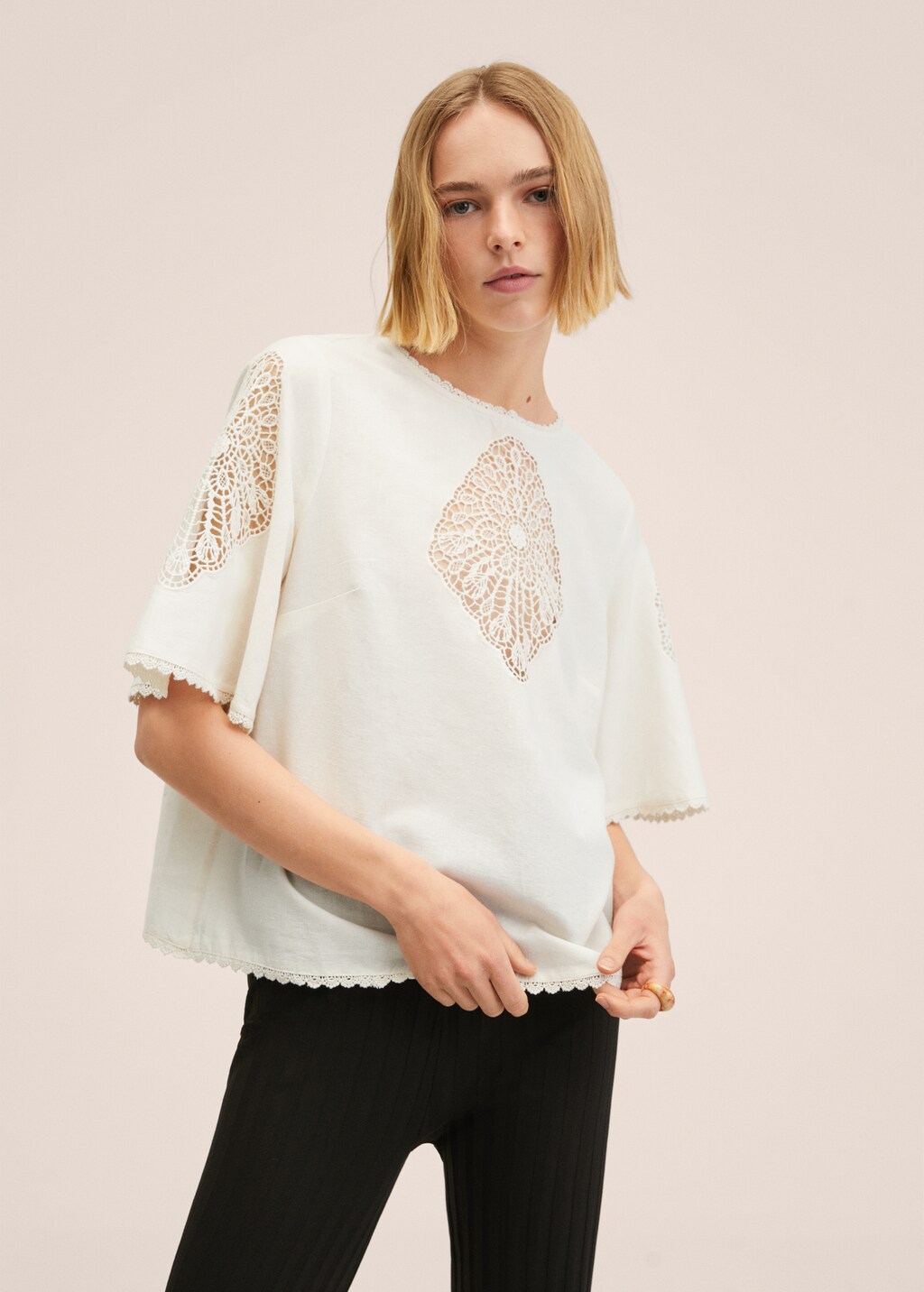 Cotton embroidered blouse - Women | MANGO Mauritius