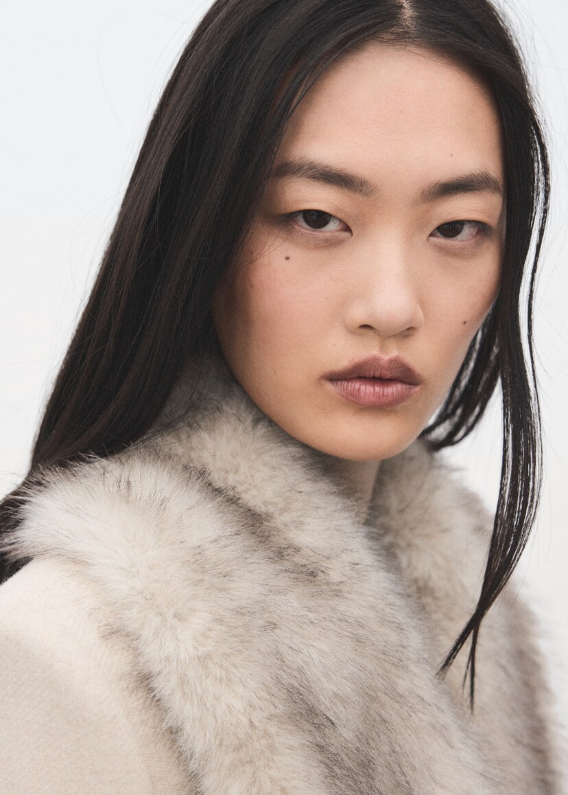 Abrigo lana Manteco cuello pelo - Mujer | MANGO España (Península y ...