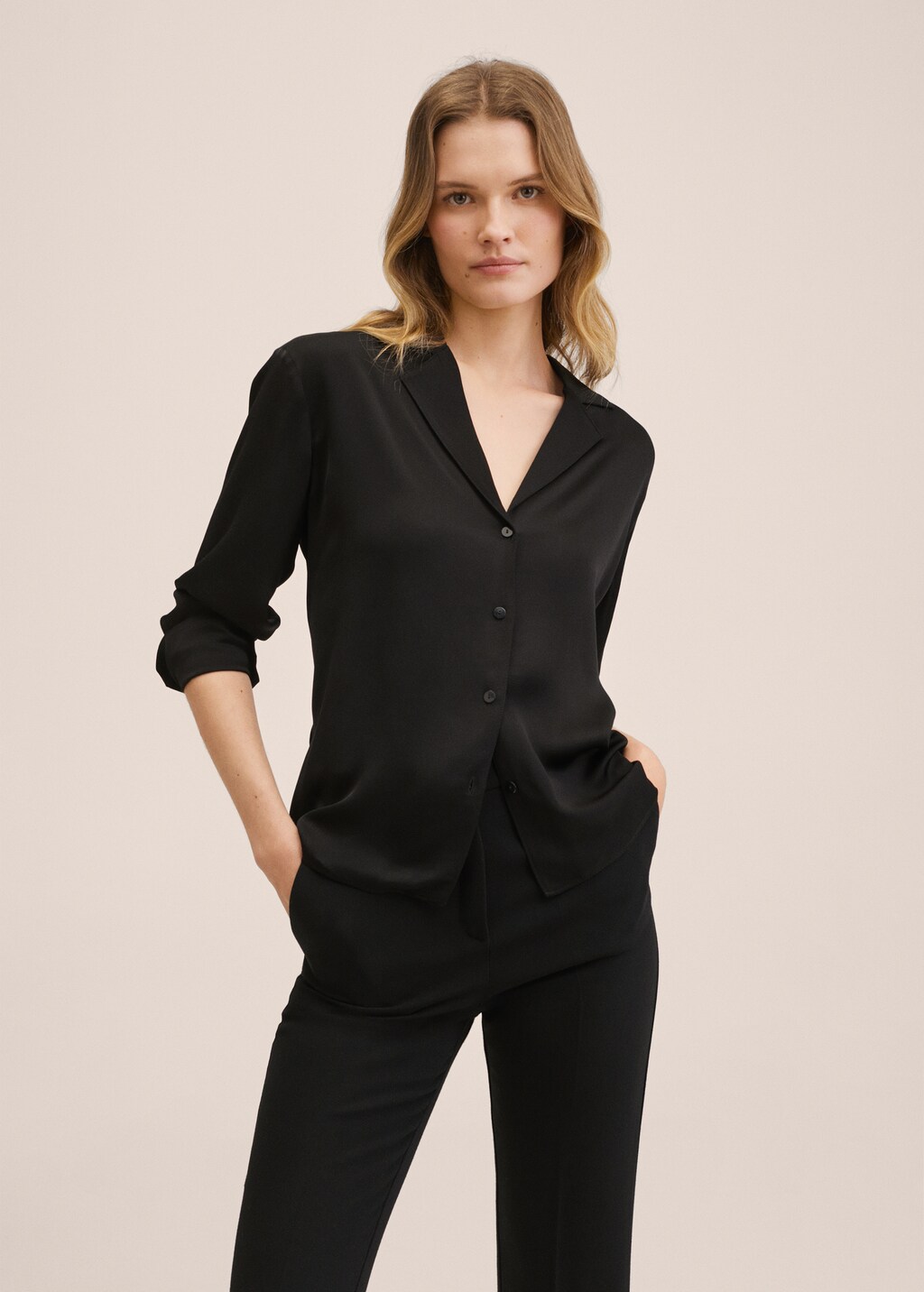Buttons satin blouse - Women | MANGO Israel
