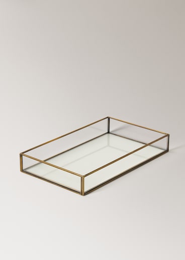 Medium glass embossed decorative tray - Home | MANGO Greece
