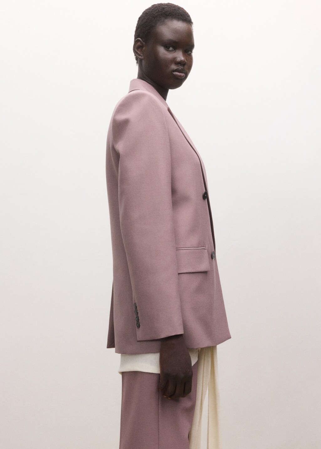 Double-breasted wool suit jacket - Women | MANGO India