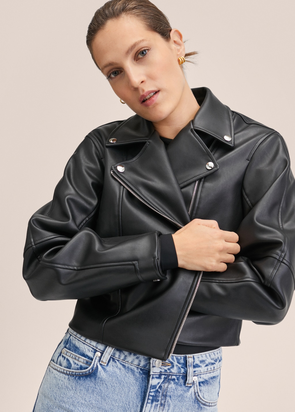 Leather-effect biker jacket - Women | MANGO Armenia Leather-effect biker jacket - Women | MANGO Armenia