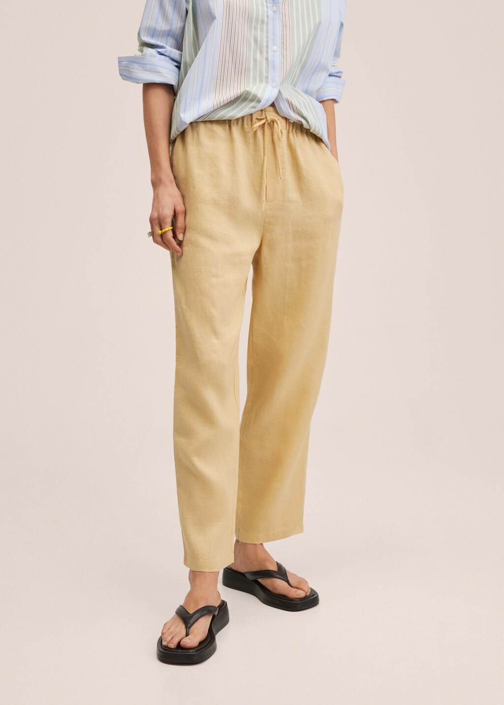 100% linen trousers - Women | MANGO Iran