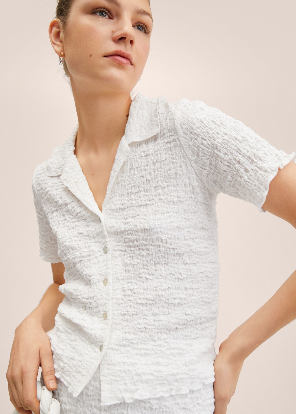Textured cotton shirt - Women | MANGO Gibraltar