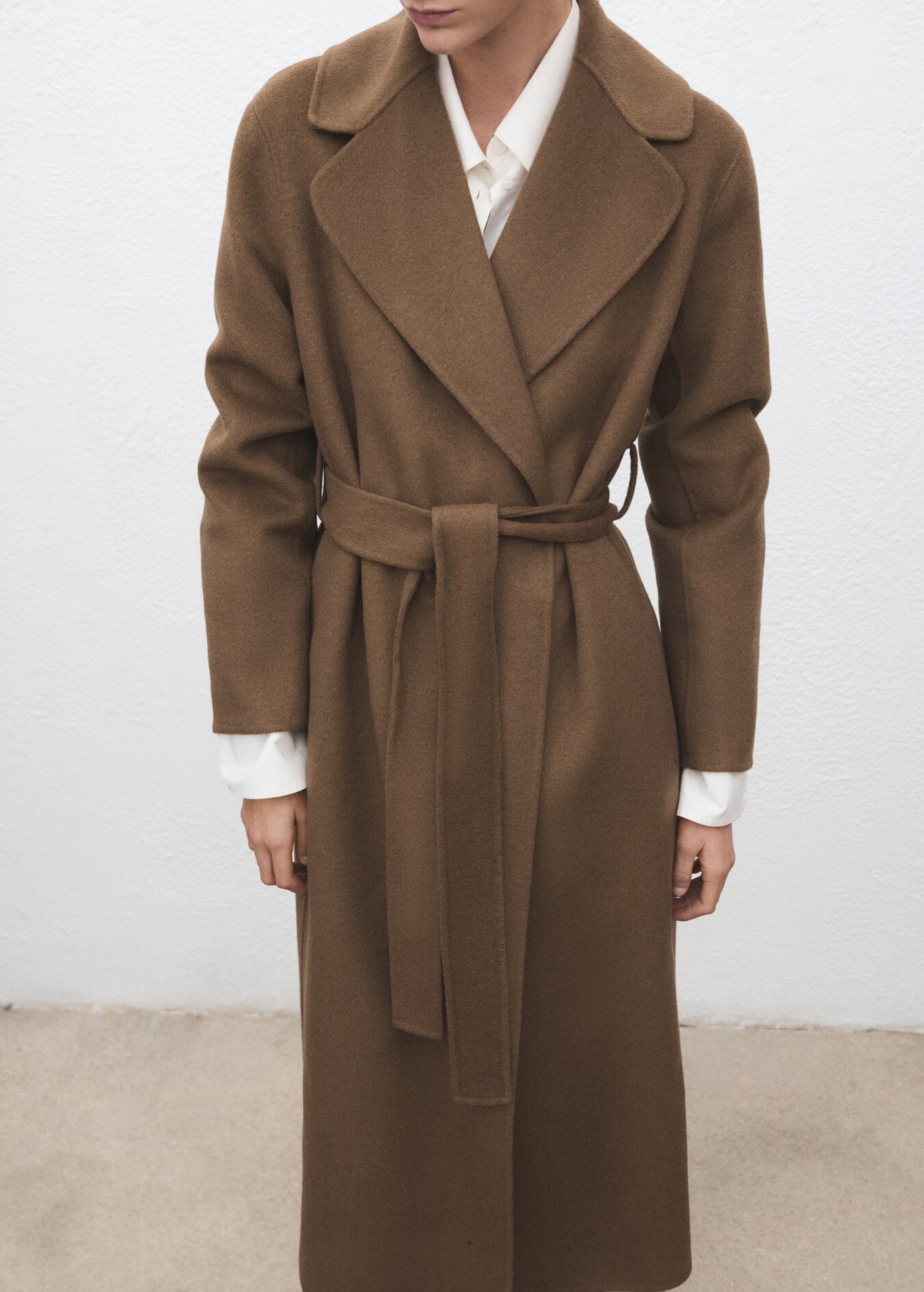 Handmade wool coat with belt - Women | MANGO USA
