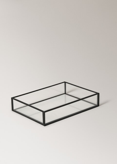 Small decorative glass and metal tray - Home | MANGO Ireland