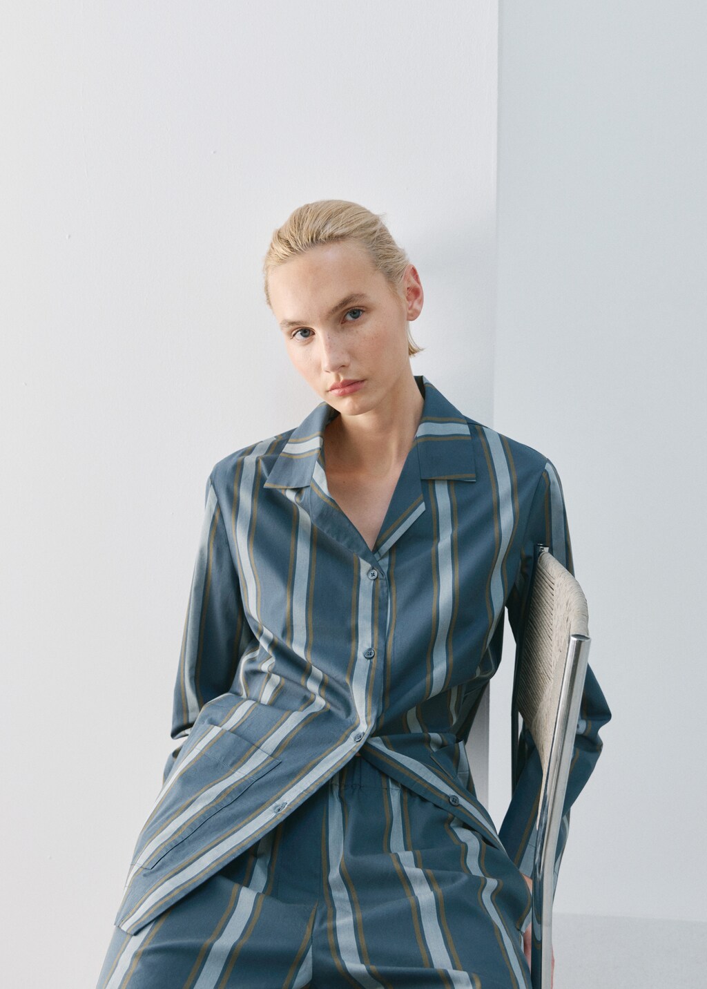 Long-sleeve striped pajama shirt - Women | MANGO USA
