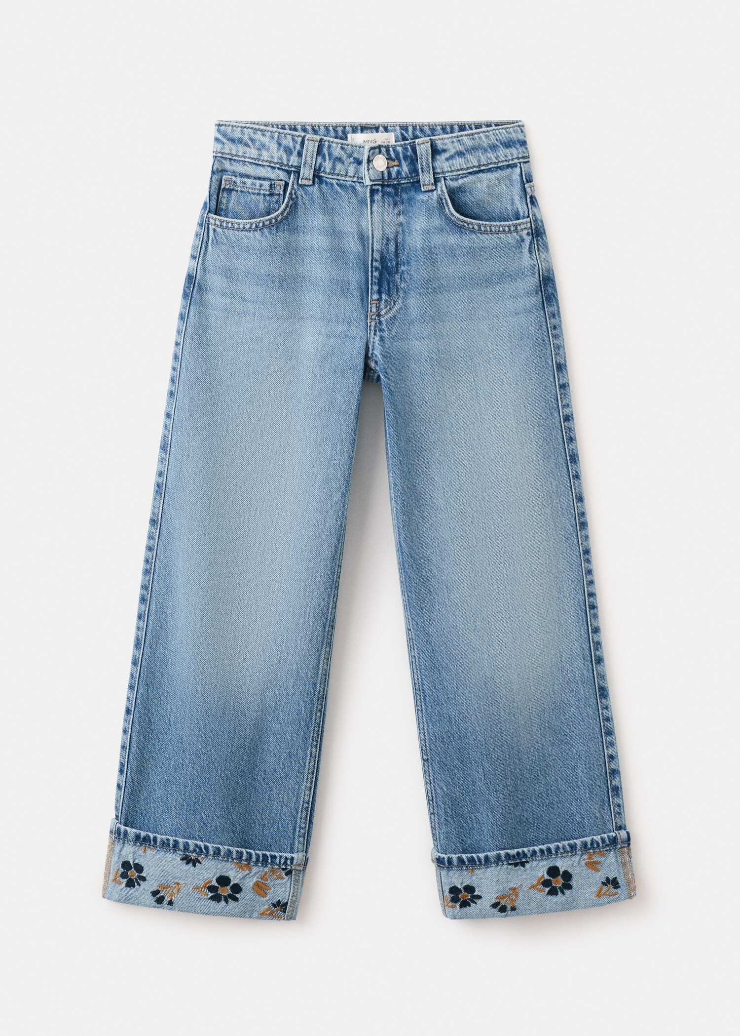 Wide leg jeans with turn-up hem - Kids | MANGO Bahrain