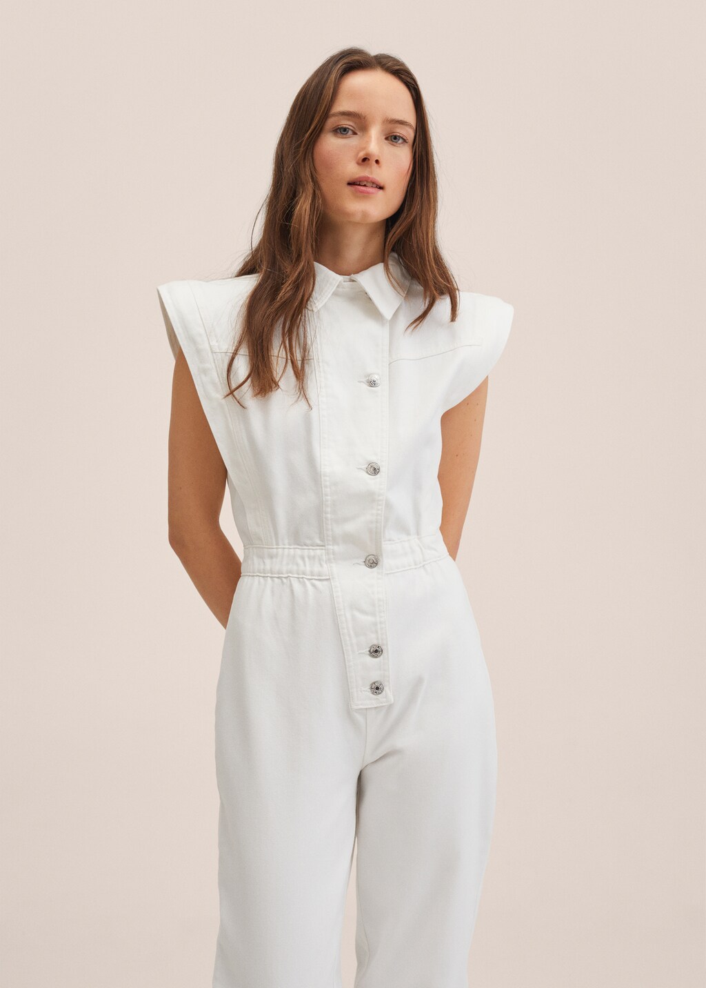 Denim jumpsuit buttons - Women | MANGO Syria