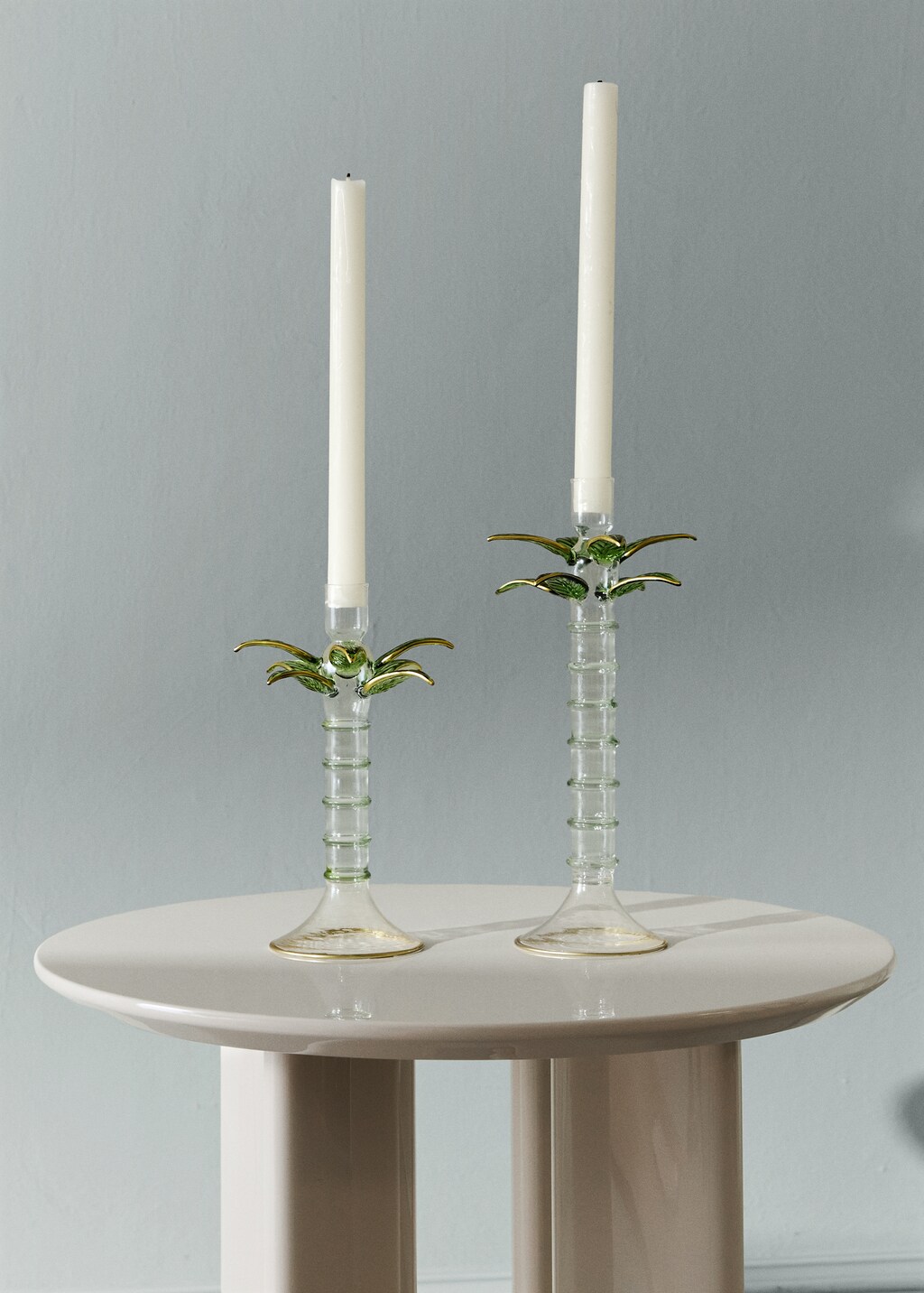 Borosilicate palm low candlestick - Home | MANGO United Kingdom