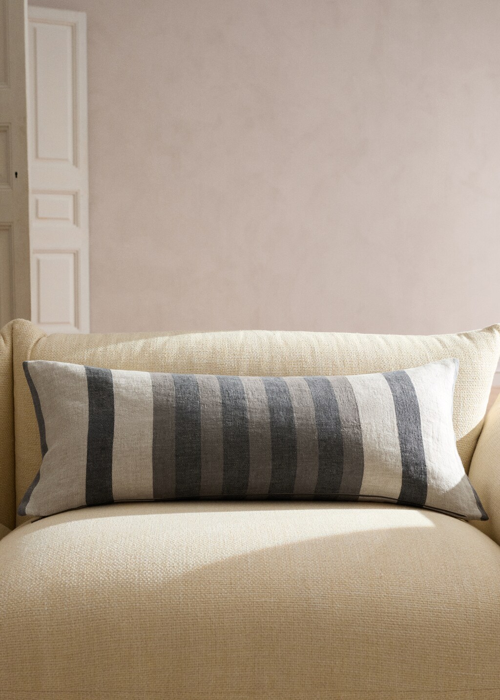 Linen striped pillow cover - Home | MANGO USA