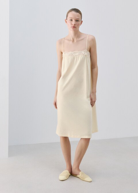 Cotton lace nightgown - Women | MANGO India