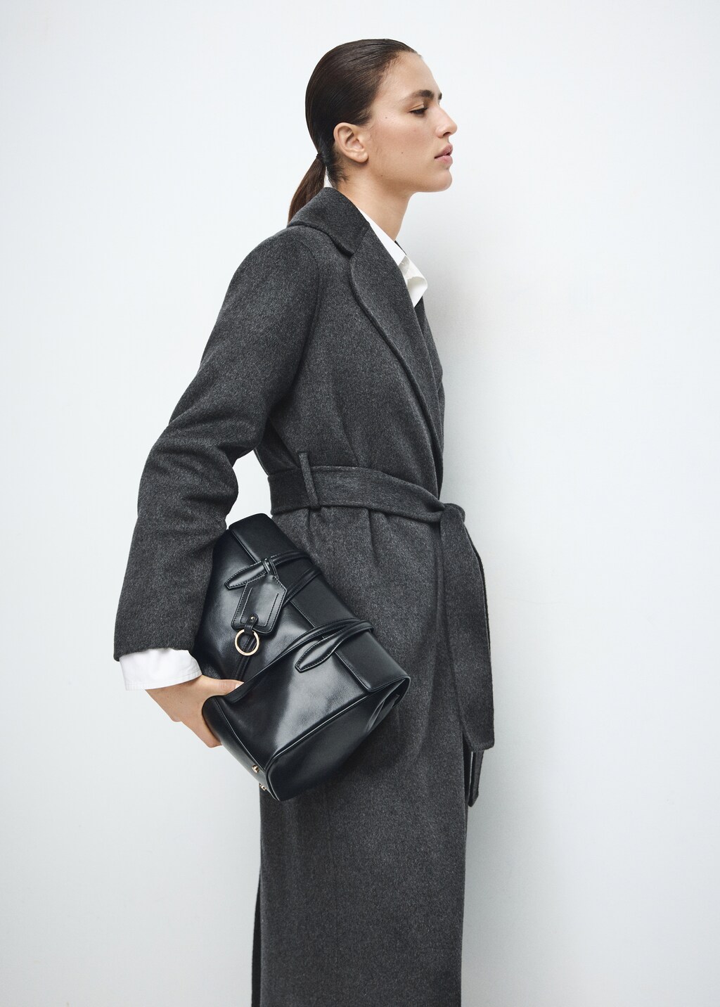 Handmade wool coat with belt - Women | MANGO Bahrain