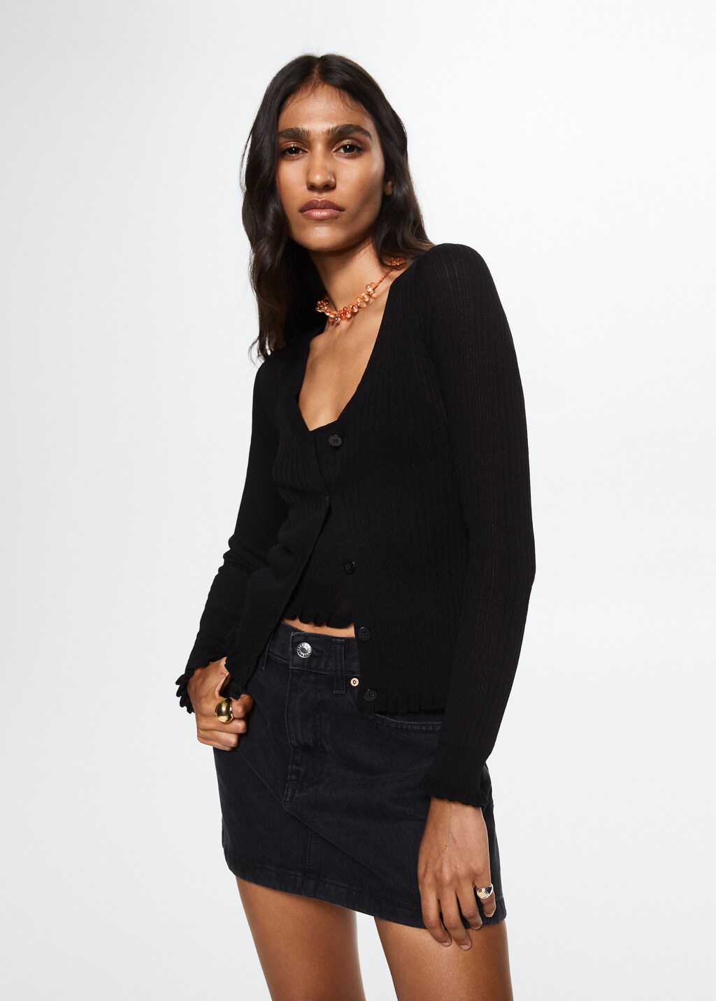 Ribbed knit cardigan - Woman | MANGO Montenegro