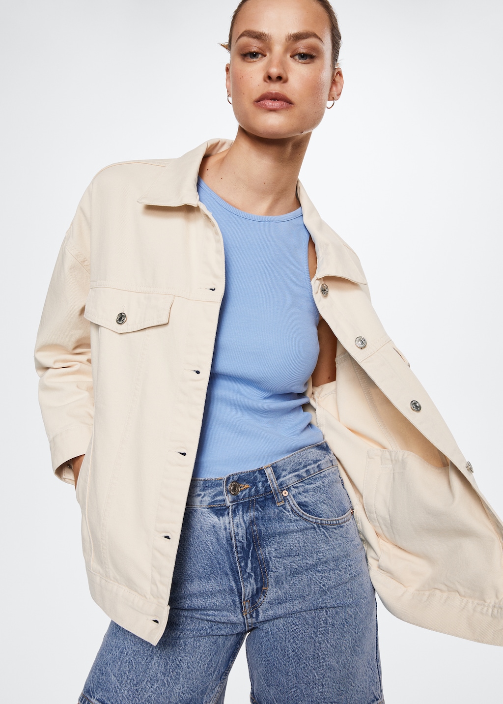 Oversize Denim Jacket Women Mango Taiwan Area