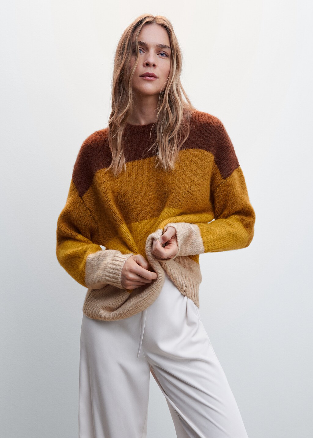 Striped knit sweater - Woman | MANGO Iraq