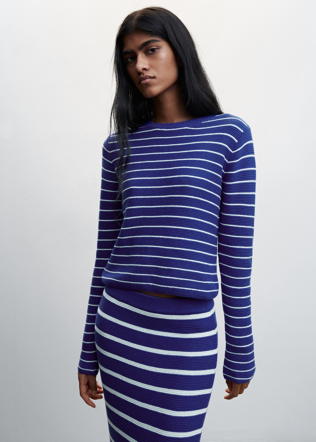 Round Neck Striped Sweater Woman Mango Usa