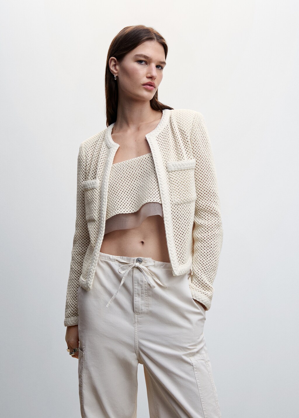 Openwork knitted jacket