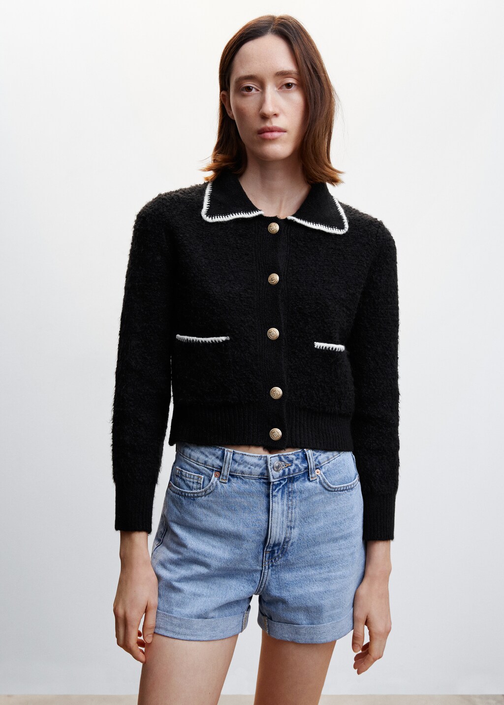 Contrast trims cardigan - Women | MANGO Pakistan