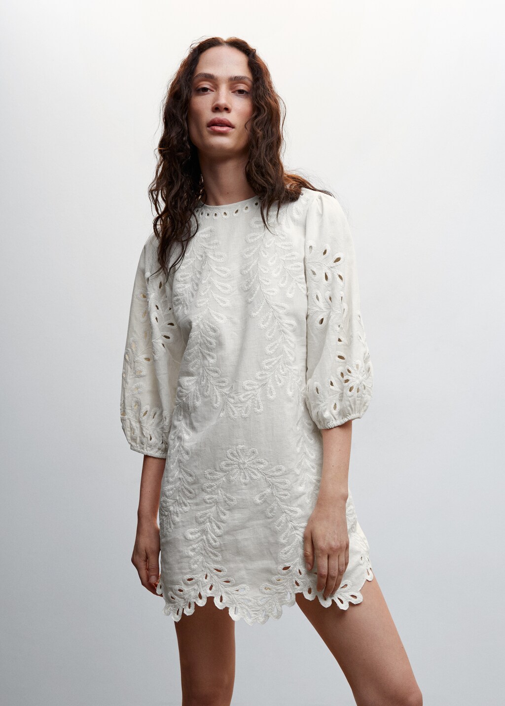 Embroidered openwork dress